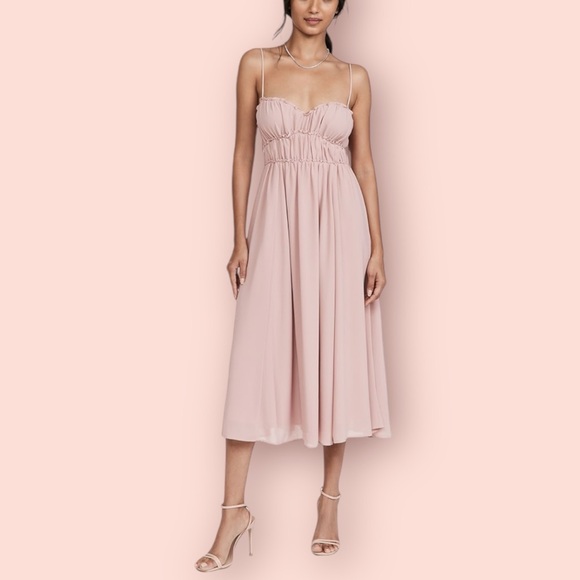o.p.t | Dresses | Opt Gigi Chiffon Midi Dress In Pink | Poshmark